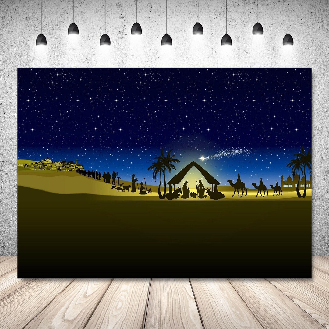 Christmas Nativity Backdrop Photography Birth Date of Jesus Xmas Night ...