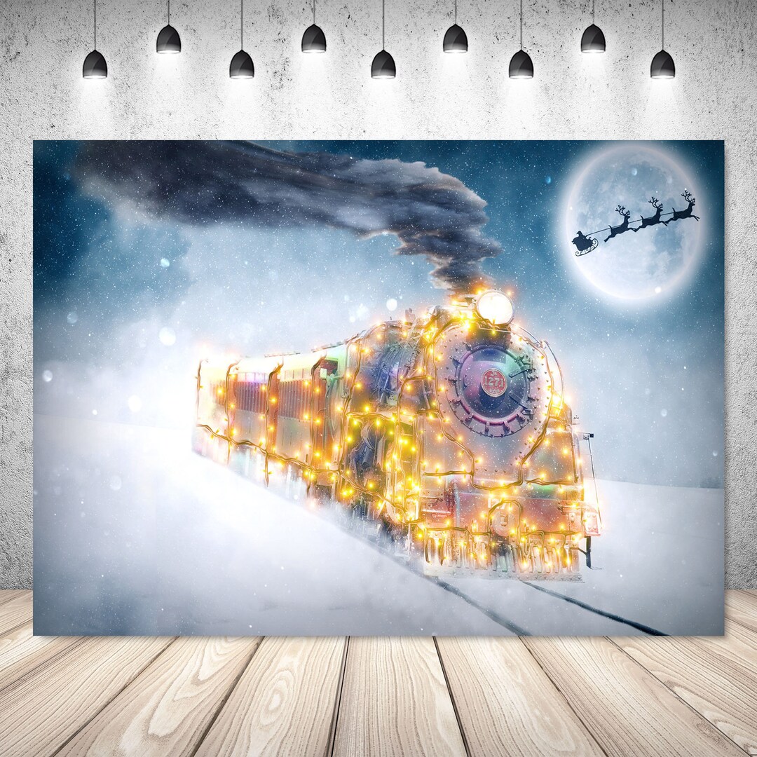 Polar Express Christmas Train Photo Backdrop Merry Christmas Snow ...