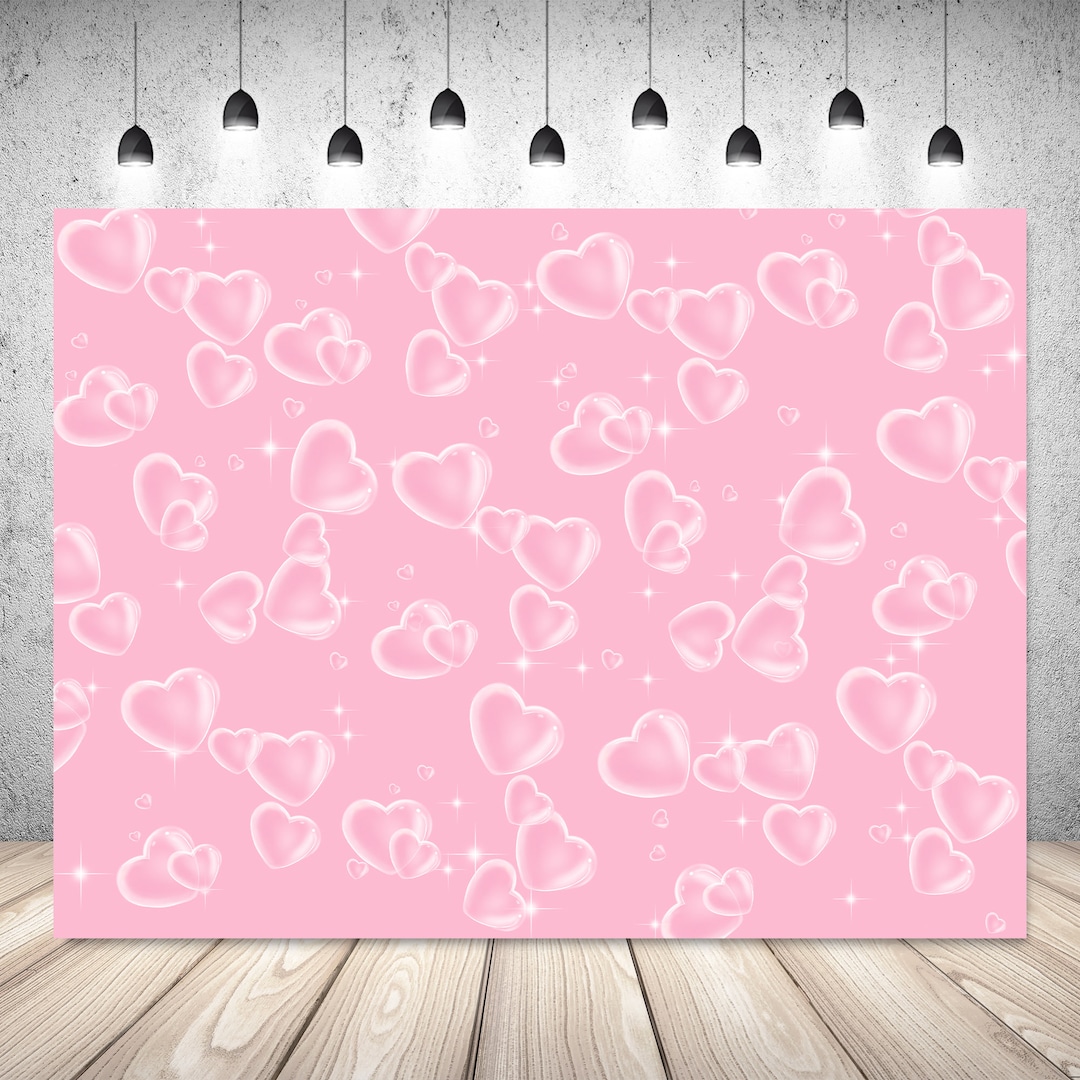 Early 2000s Pink Heart Backdrop for Photography Wedding Valentine's Day ...
