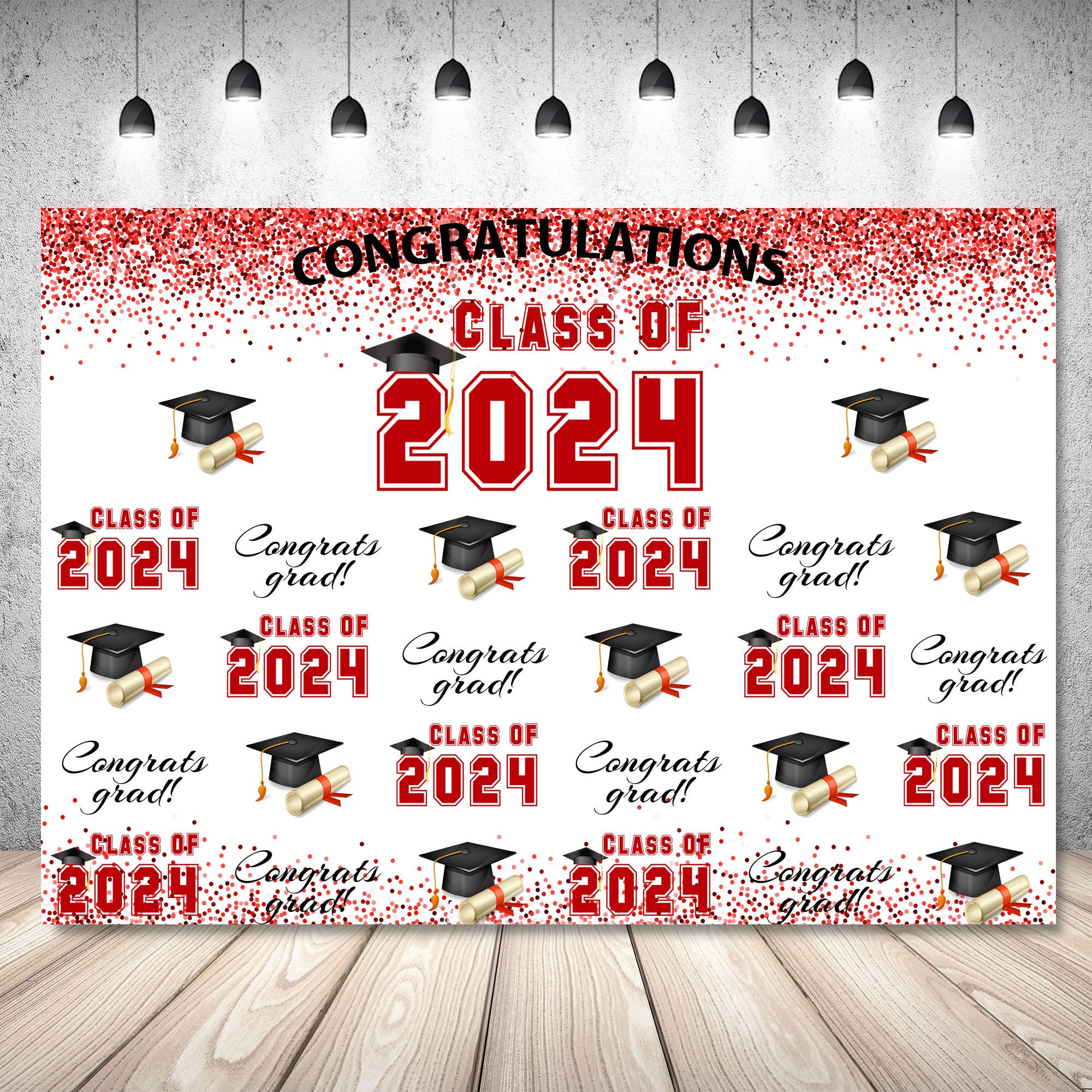 Step and Repeat Class of 2024 Graduation Backdrop for Photography Red ...