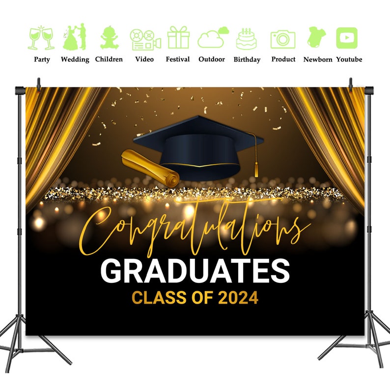 Class of 2024 Backdrop for Photography Highschool College Graduation ...