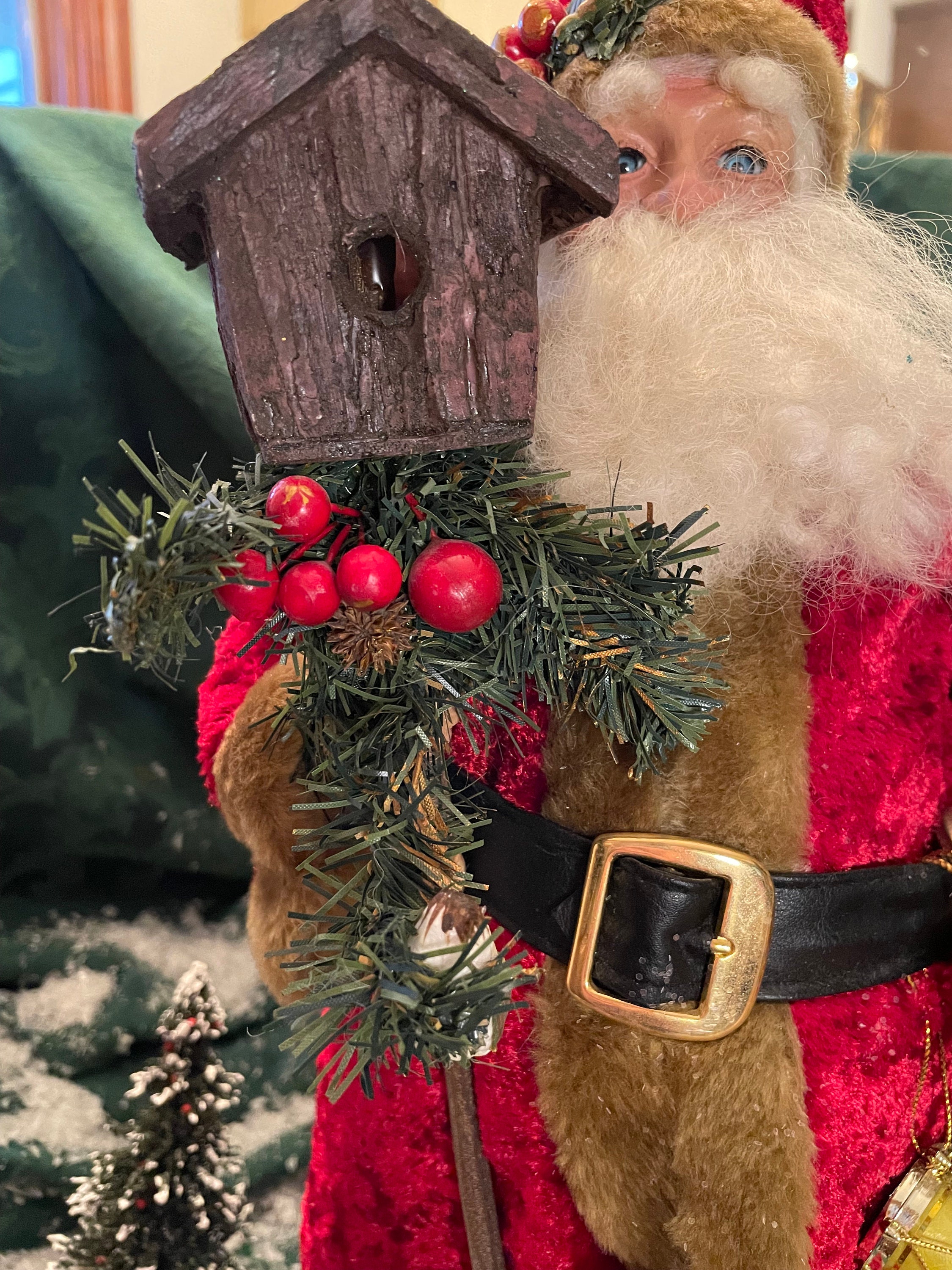 Vintage Velvet Robed Woodland Saint Nicholas Figure - Etsy