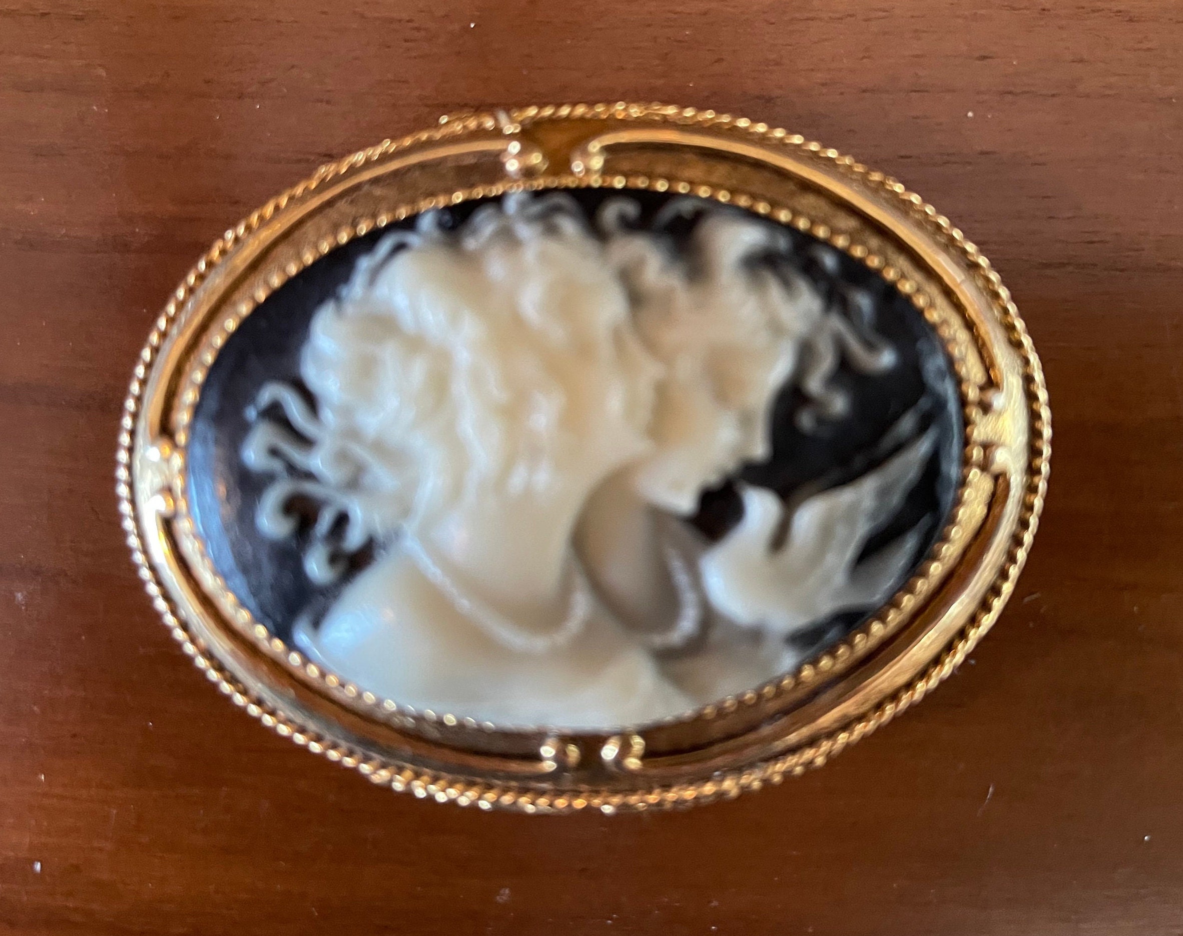 Vintage Black and Gold Cameo perfume Container - Etsy