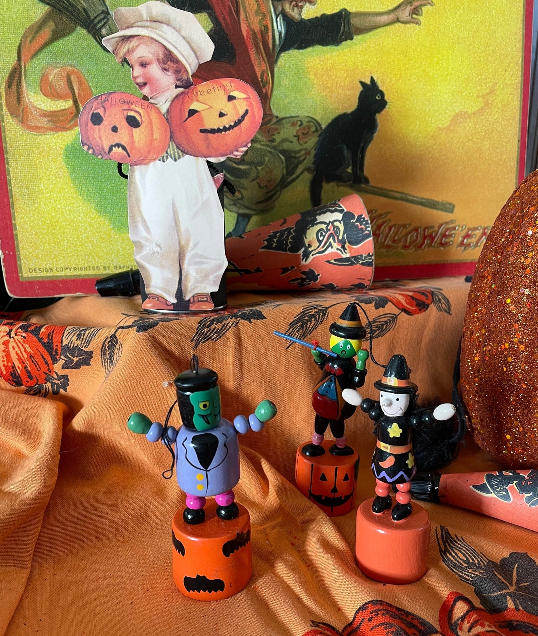 Vintage Halloween Wooden Puppets - Etsy