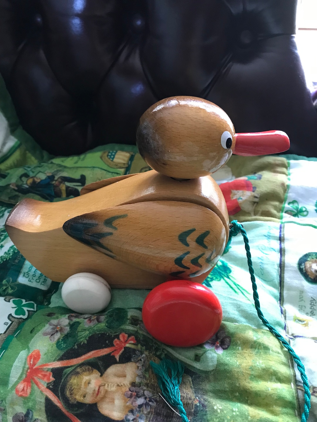 Vintage Wood Pull Toy Duck 1960s, European - Etsy
