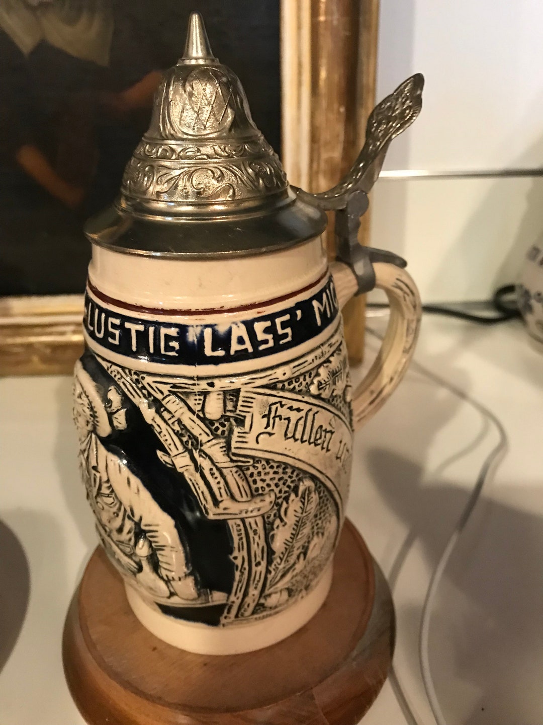 Vintage 10 Inch Blue Bavarian German Stein - Etsy