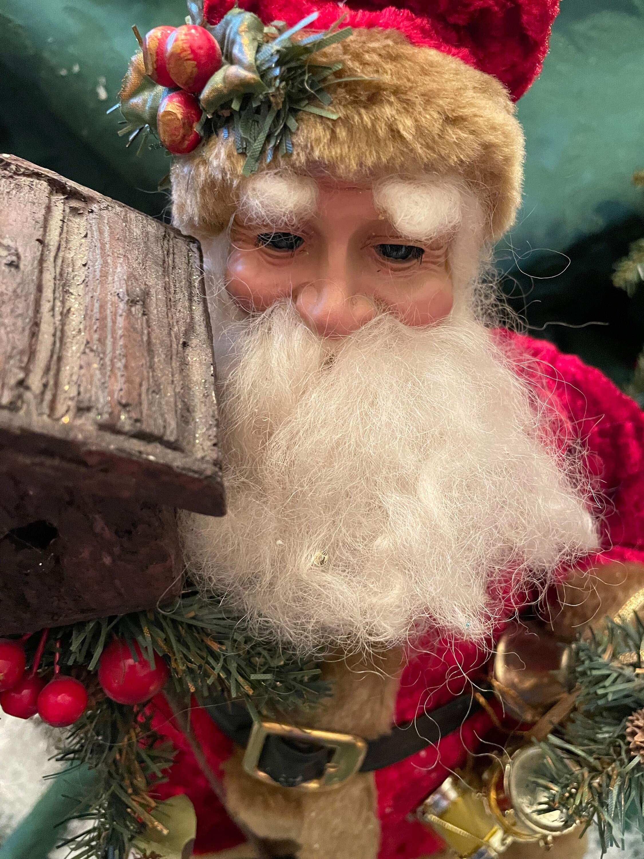 Vintage Velvet Robed Woodland Saint Nicholas Figure - Etsy