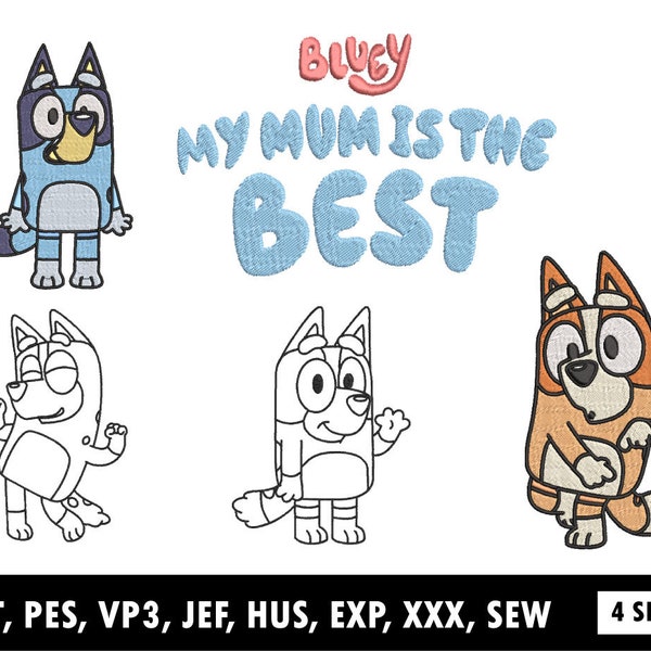 Bluey Machine Embroidery Patterns - Etsy