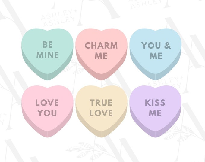 Conversation Hearts Clipart Set - Etsy Canada