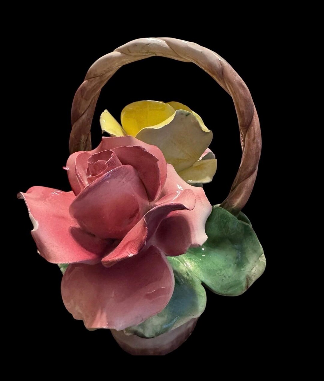 Vintage Capodimonte Porcelain Roses in Basket - Etsy