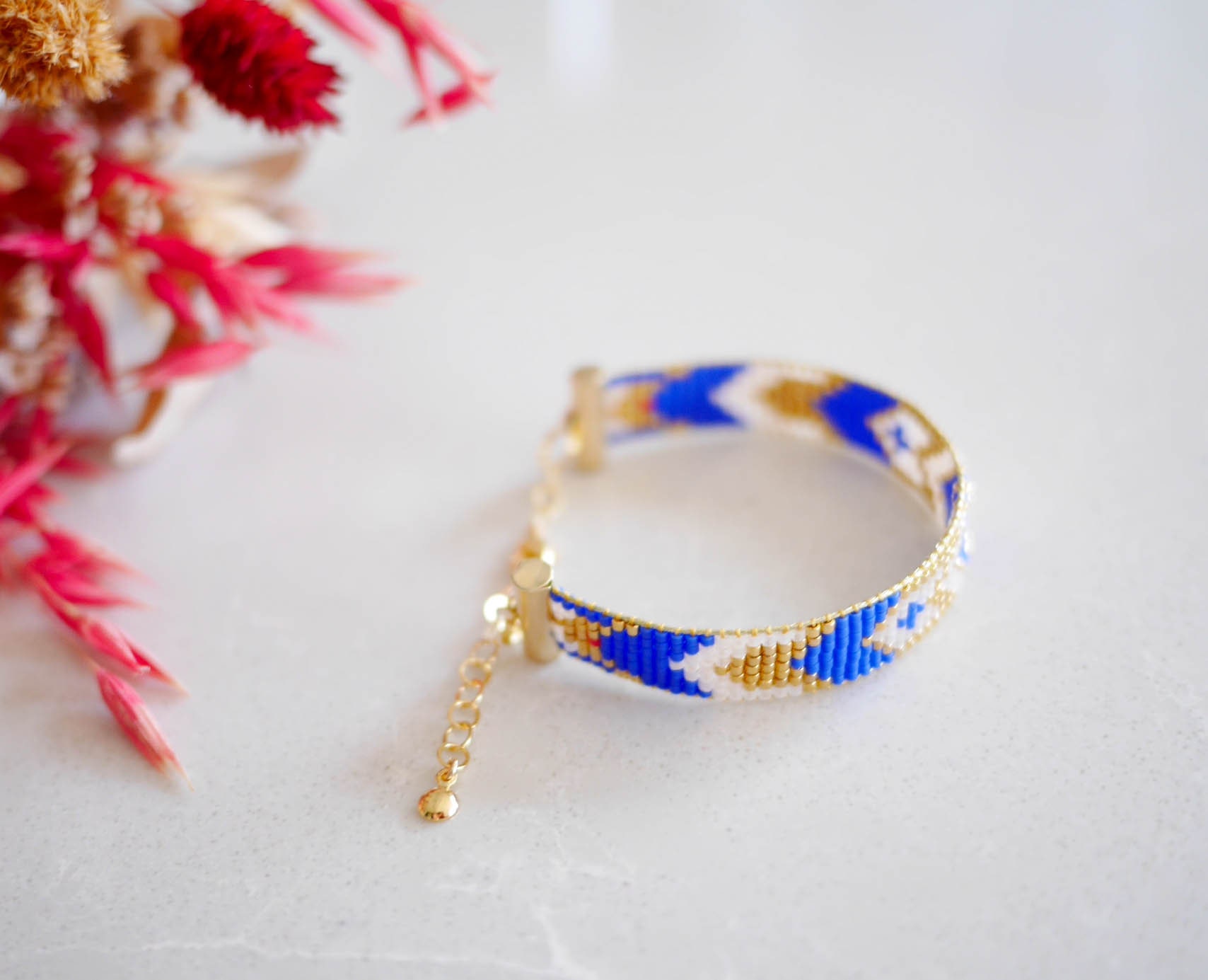 Mayan Bracelet With 24k Fine Gold and Gold Filled Beads, Miyuki Beaded ...