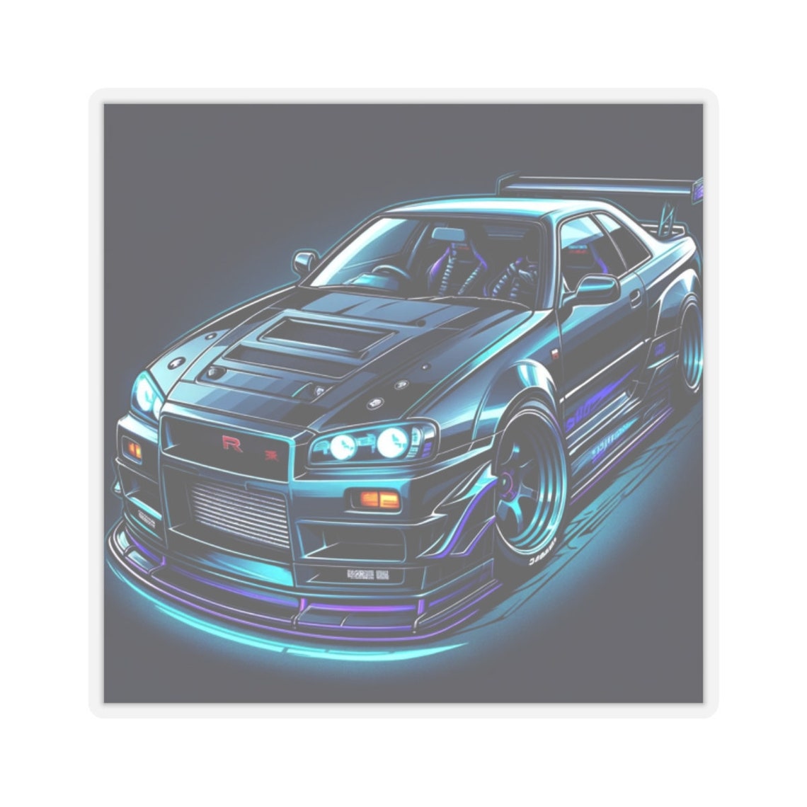 JDM Nissan Skyline GT-R R34 Vinyl Sticker - 2x2" Eco-friendly, Glossy ...