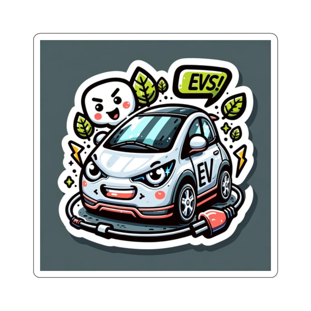 Cheeky 'charged Up' Electric Car Sticker - Eco-friendly 2x2" EV Decal ...