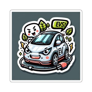 Cheeky 'charged Up' Electric Car Sticker - Eco-friendly 2x2" EV Decal ...