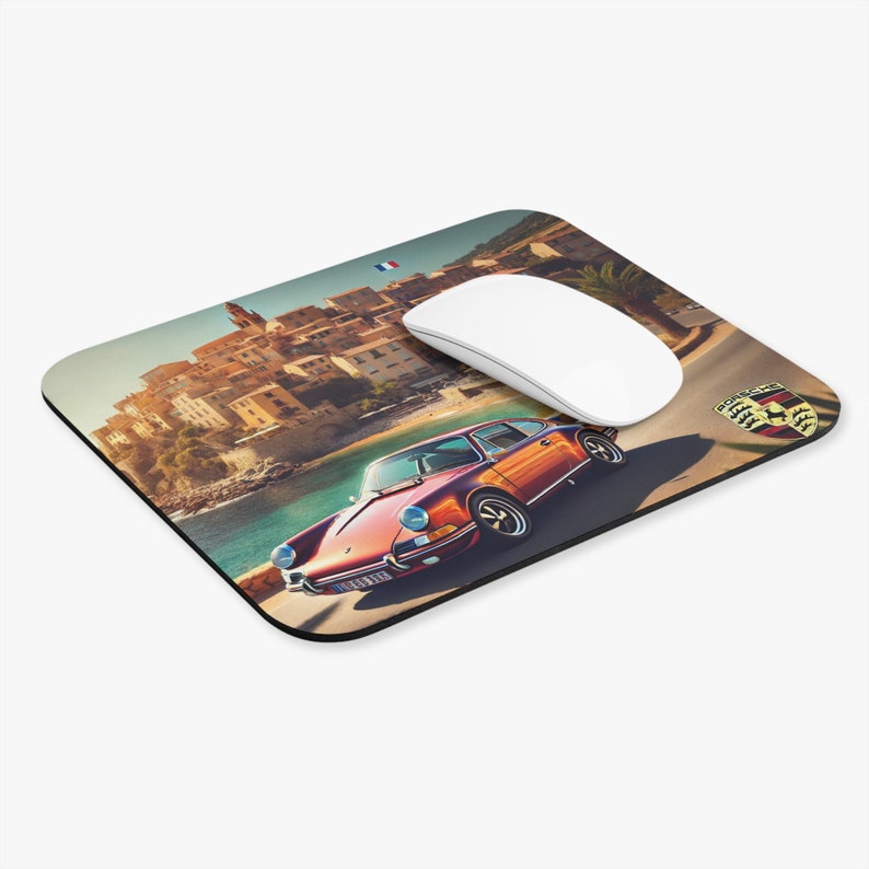 Vintage Porsche 911 Seaside Adventure Mouse Pad - Classic Car in South ...