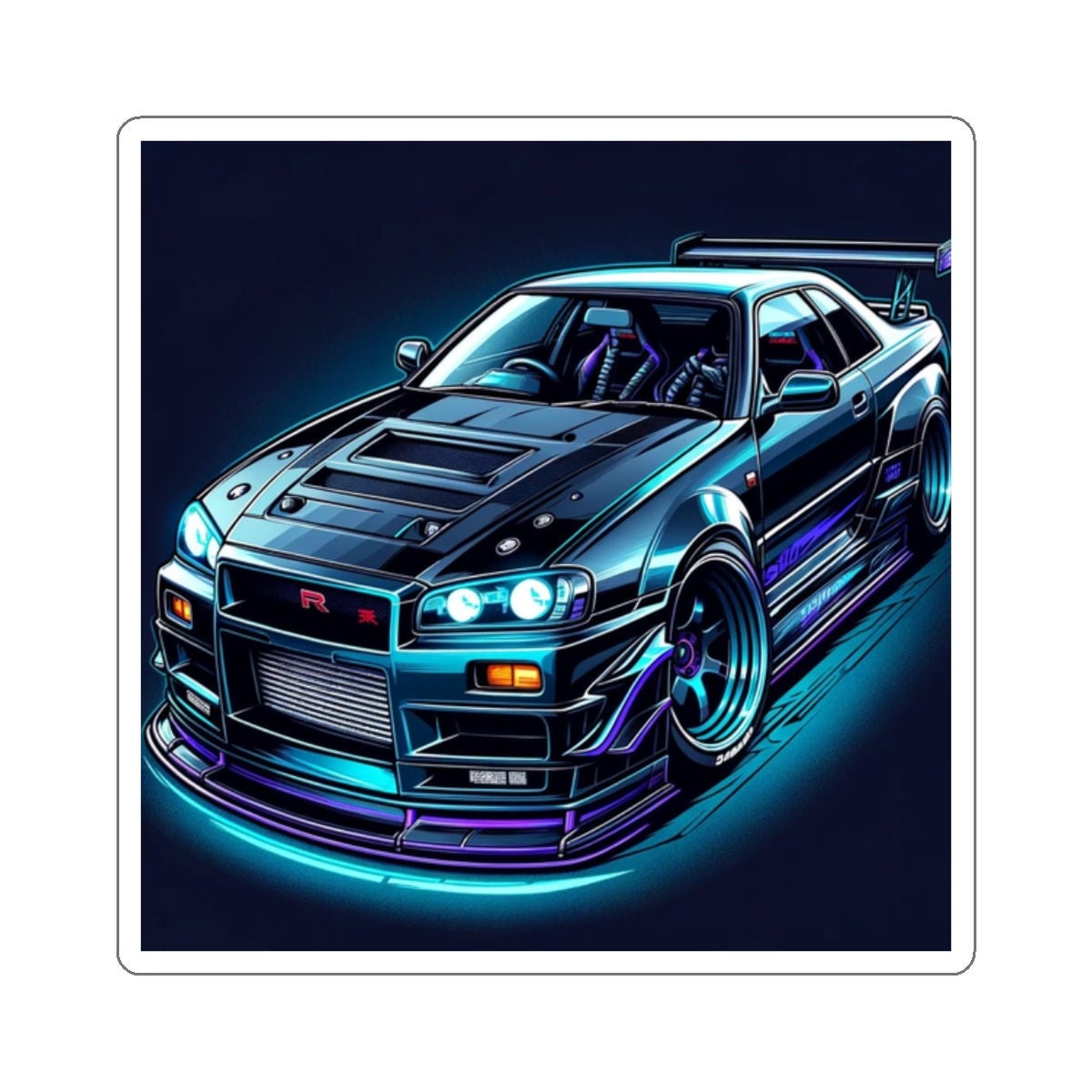 JDM Nissan Skyline GT-R R34 Vinyl Sticker - 2x2" Eco-friendly, Glossy ...