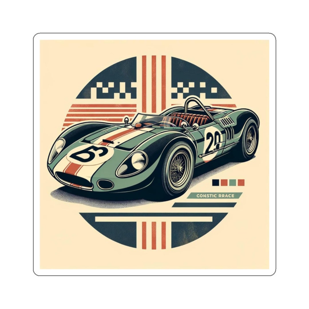 Vintage Inspired 1960s Grand Prix Race Car Sticker - Classic Auto ...