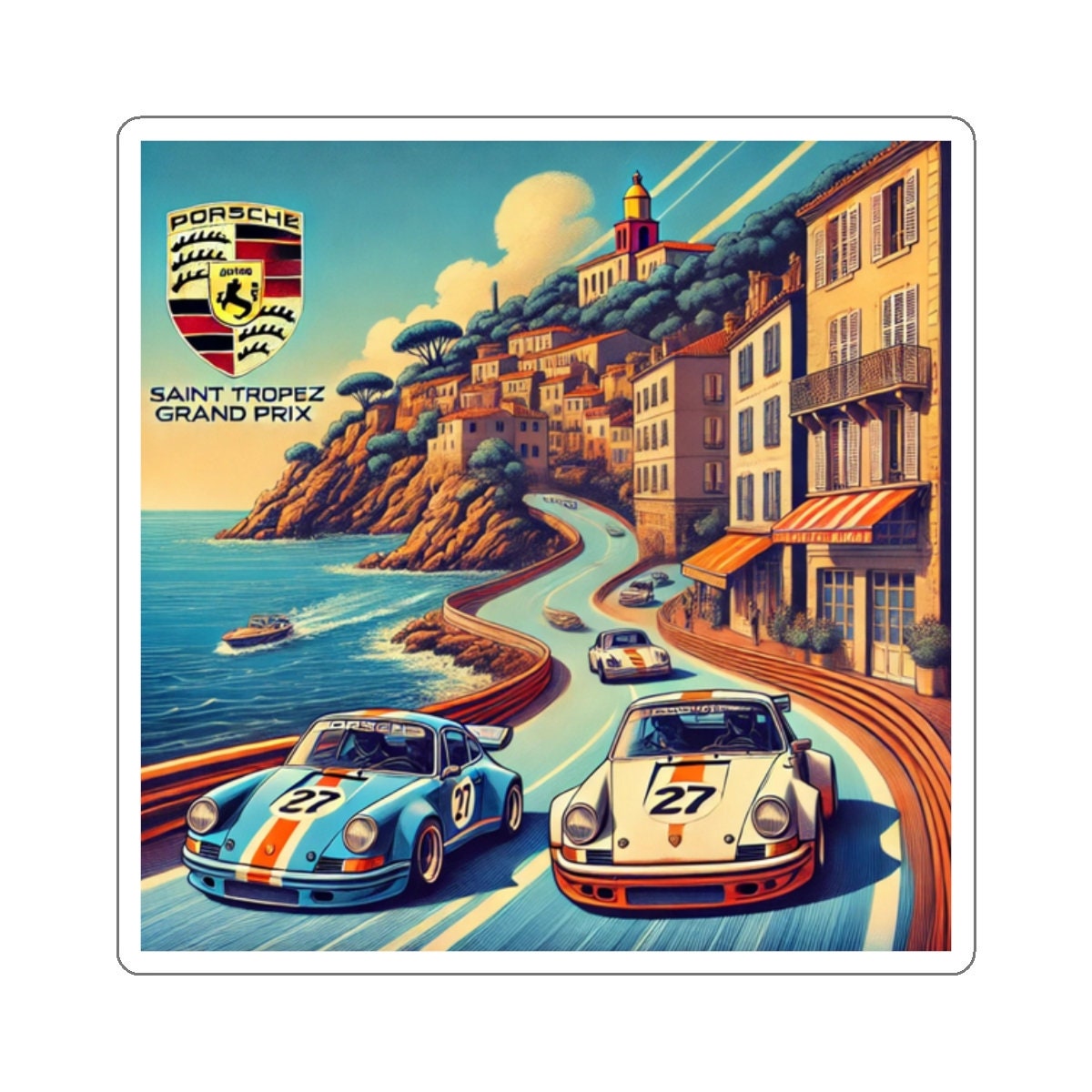 Saint Tropez Grand Prix Porsche Racing Sticker Vintage 1970s Car Decal ...
