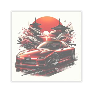 Mazda RX-7 FD3S Vibrant Art Print - JDM Icon With Cherry Blossoms ...