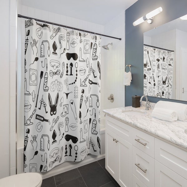 Naughty Shower Curtain Etsy