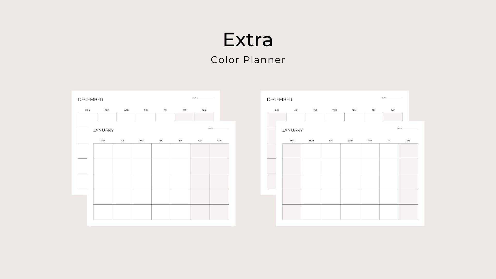 Blank Monthly Calendar Printable Landscape, Minimalist Calendar ...