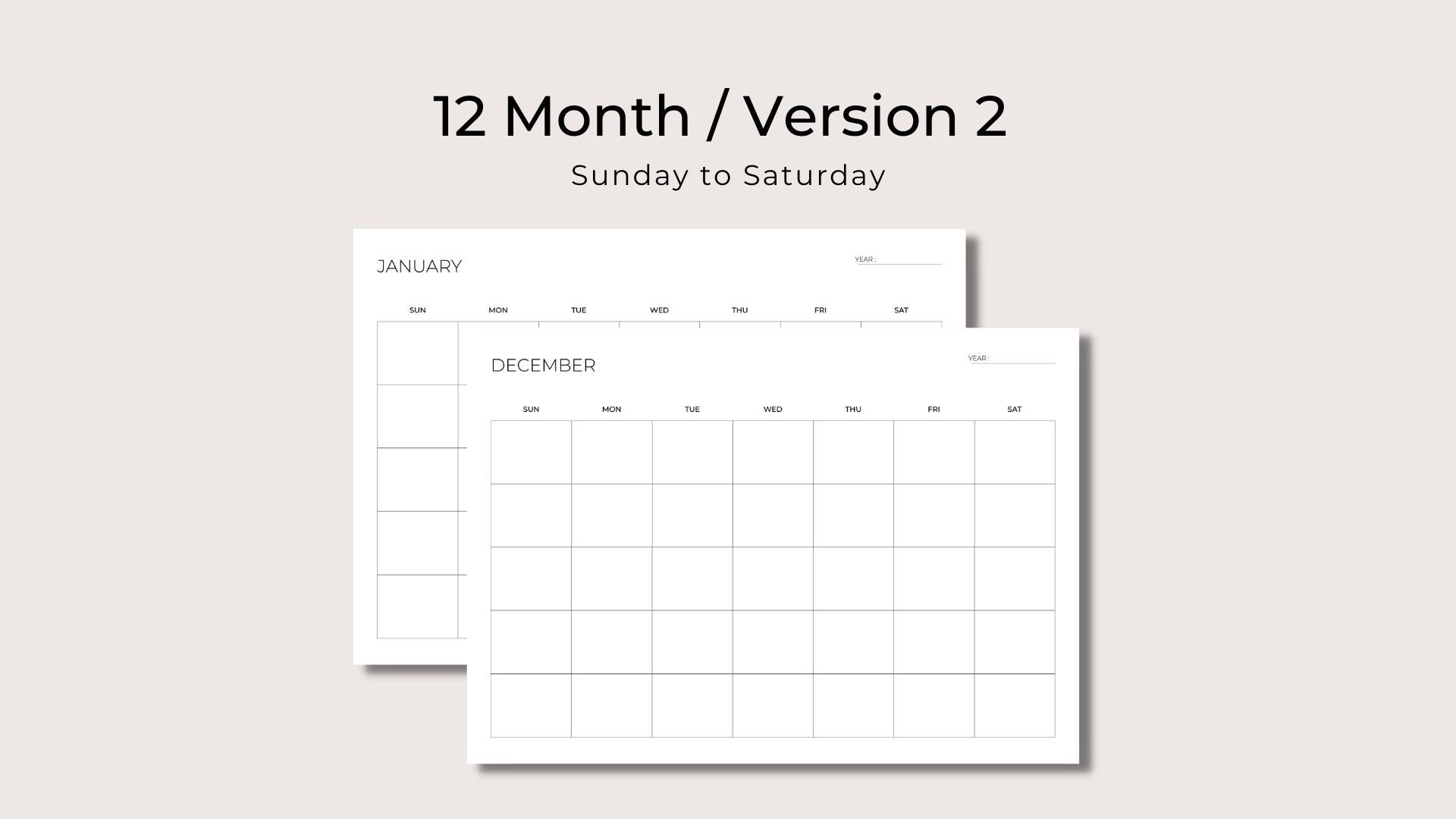Blank Monthly Calendar Printable Landscape, Minimalist Calendar ...