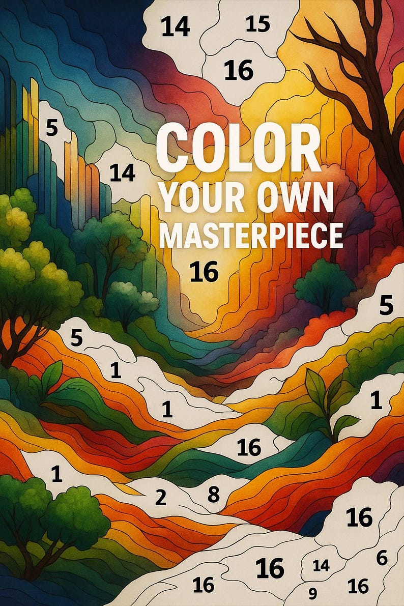 Fantasy Nature Color by Number Printable – Vibrant Landscape Art for ...