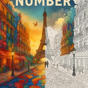 Color-by-number Paris Scene Printable | Eiffel Tower Coloring Page ...