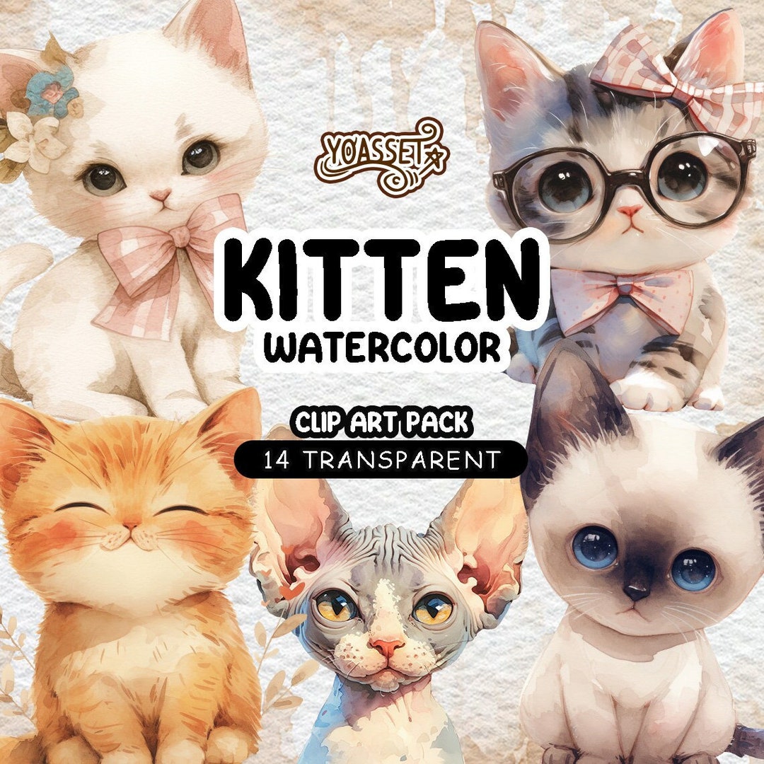 Cat Clipart, Watercolor Cats, Kitten, Cat Graphics Cat Bundle Cat, Cat ...
