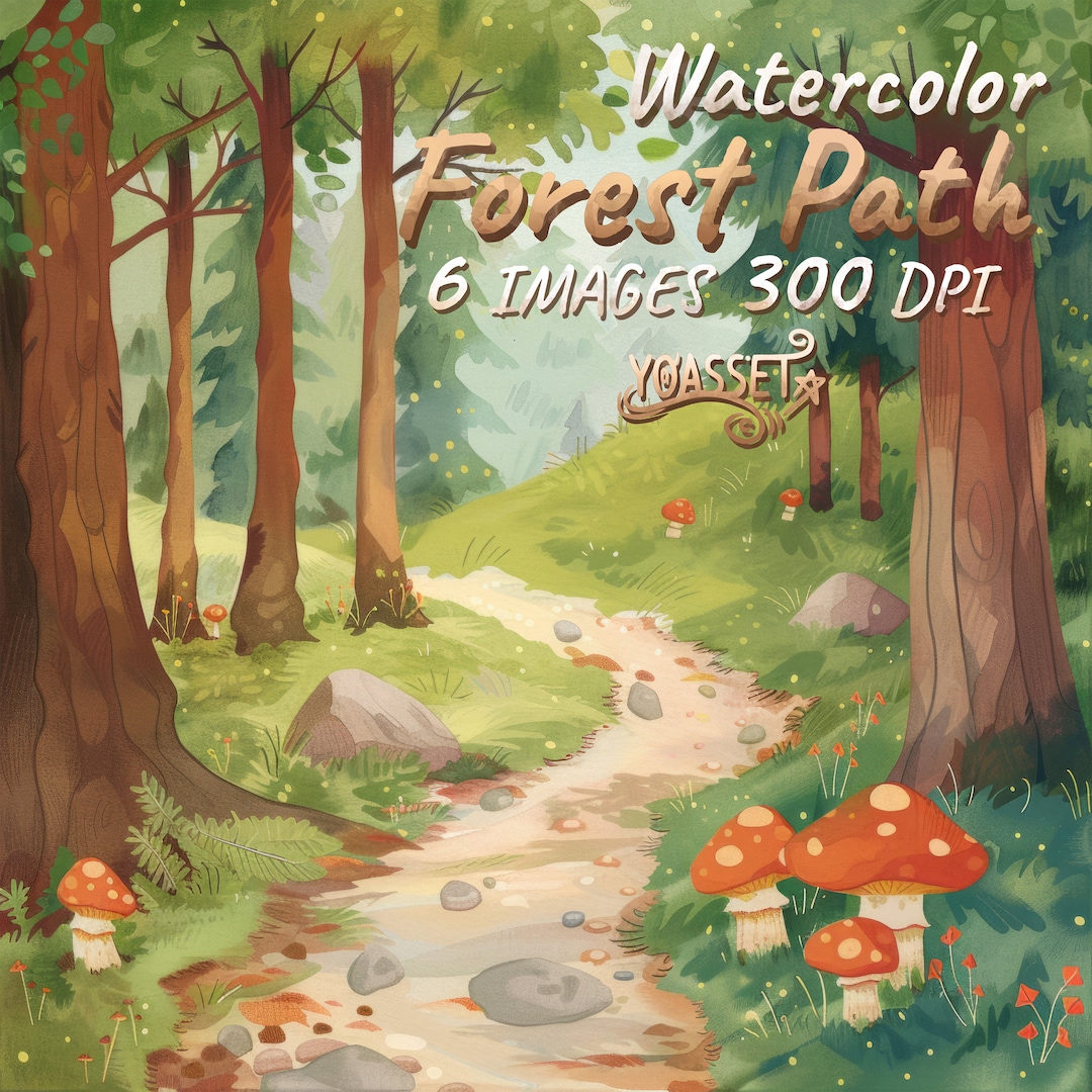 Watercolor Forest Path Clipart, Adventure, Environment Download ...