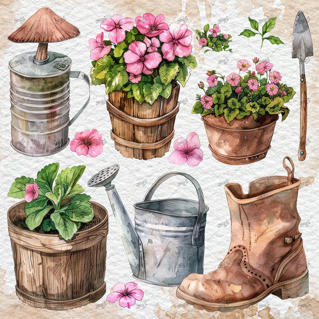 Spring Garden Clipart, Garden Watercolor, Garden Mom, Garden Flowers ...