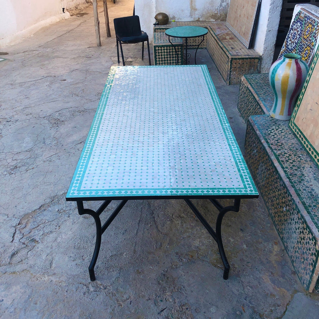 Large Mosaic Tile Table Rectangular Mosaic Table Moroccan - Etsy