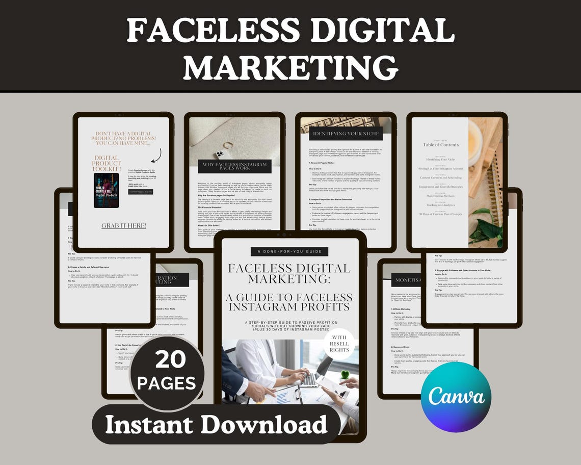 Faceless Digital Marketing, Social Media Planner, Canva Crash Course ...