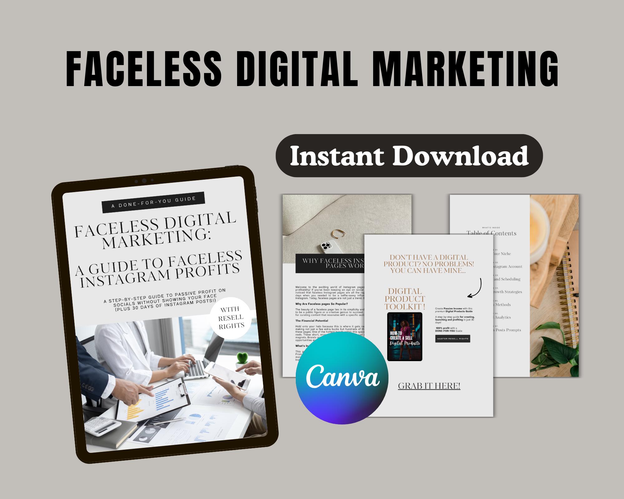 Faceless Digital Marketing, Social Media Planner, Canva Crash Course ...