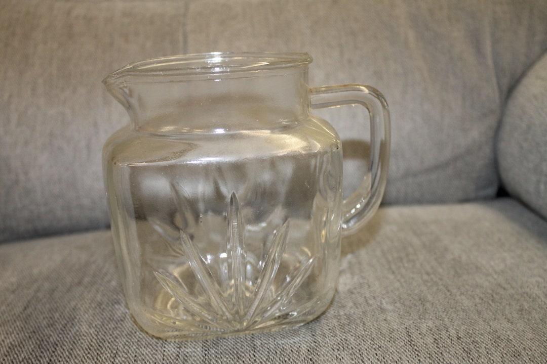 1950's Federal Glass Starburst 1 Quart Pitcher 7 Tall Square With Star ...