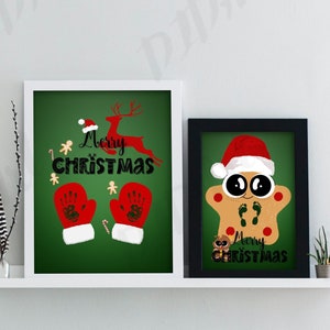 Merry Christmas Handprint Footprint Keepsake, Set of 2 Prints, Art ...