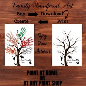 Family Tree Handprint Keepsake Art Craft DIY Handprint for - Etsy