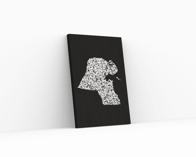 Kuwait Textured Map, Kuwait Country Map, Map Art Print Illustration ...