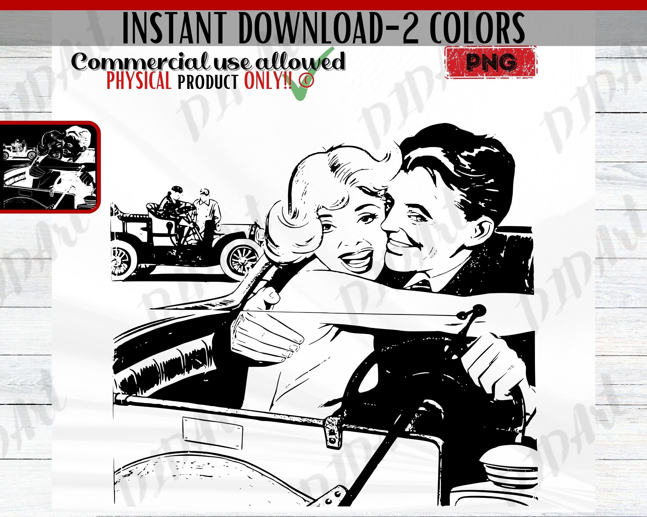 Vintage Comics Romance PNG, Retro,1950s Couple, INSTANT Digital ...