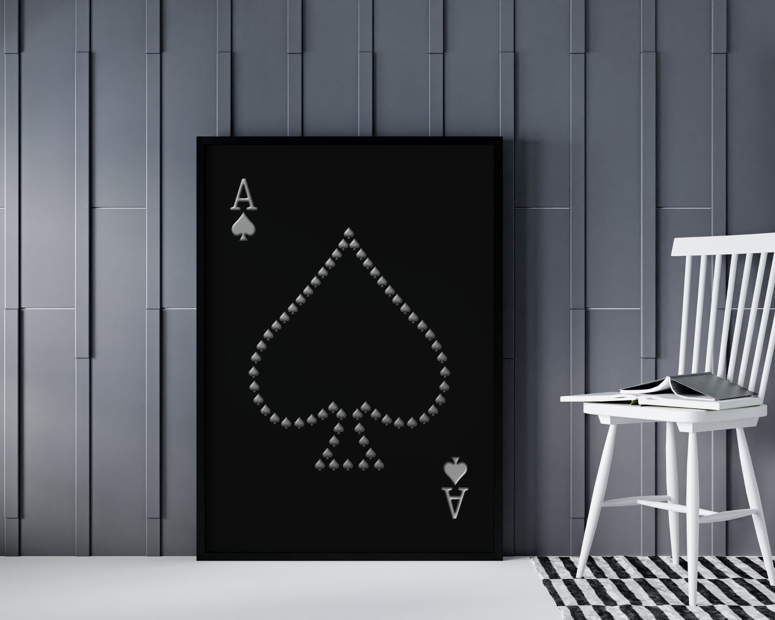 Sleek Silver Elegance: Ace of Spades Wall Art for Stylish Spaces, Playing Cards, Silver Wall Art ...