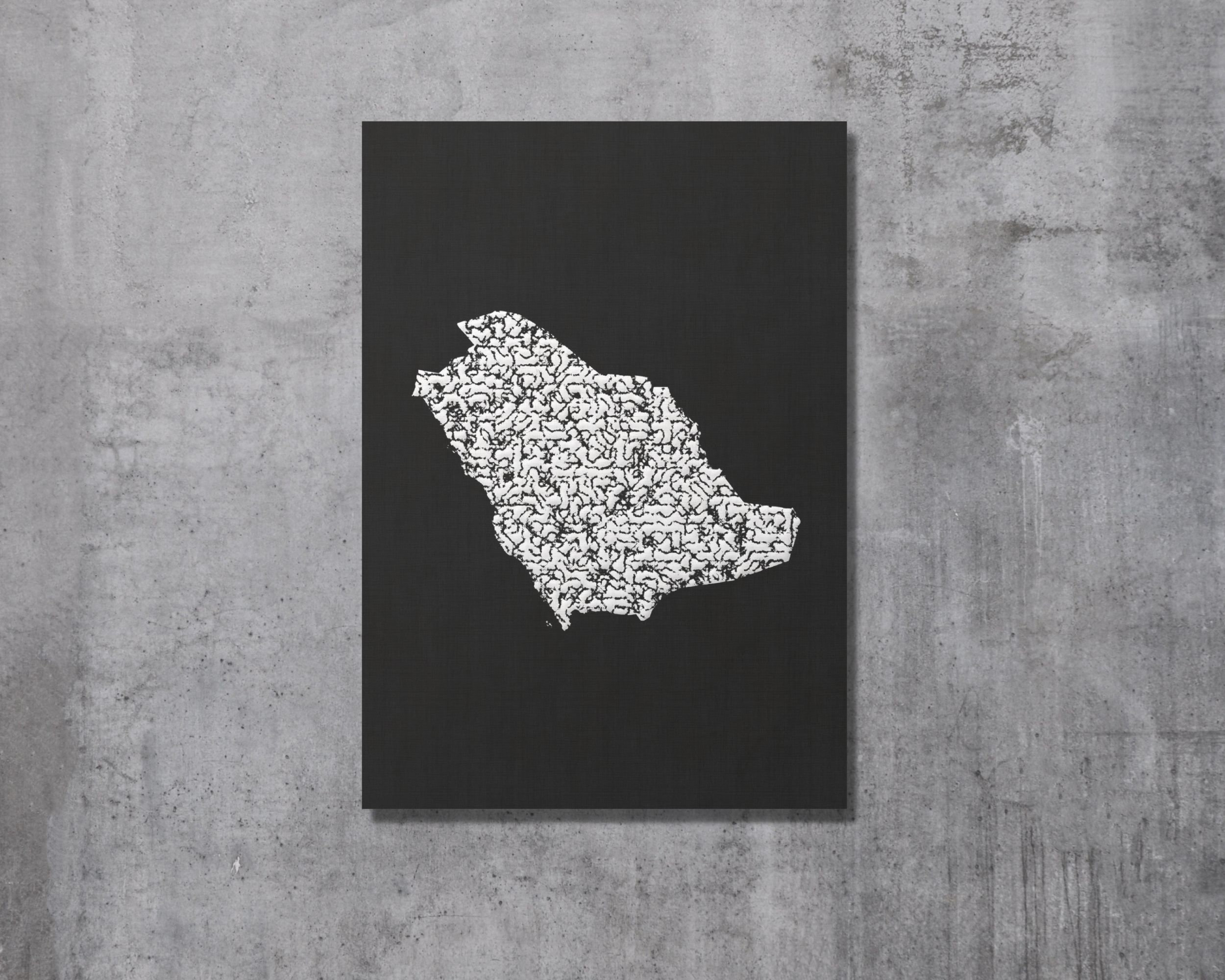 Saudi Arabia Textured Map, KSA Country Map, Map Art Print Illustration ...