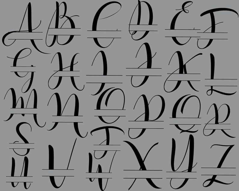 Split Monogram Alphabet SVG PNG, Family Name Monogram Bundle, Split ...