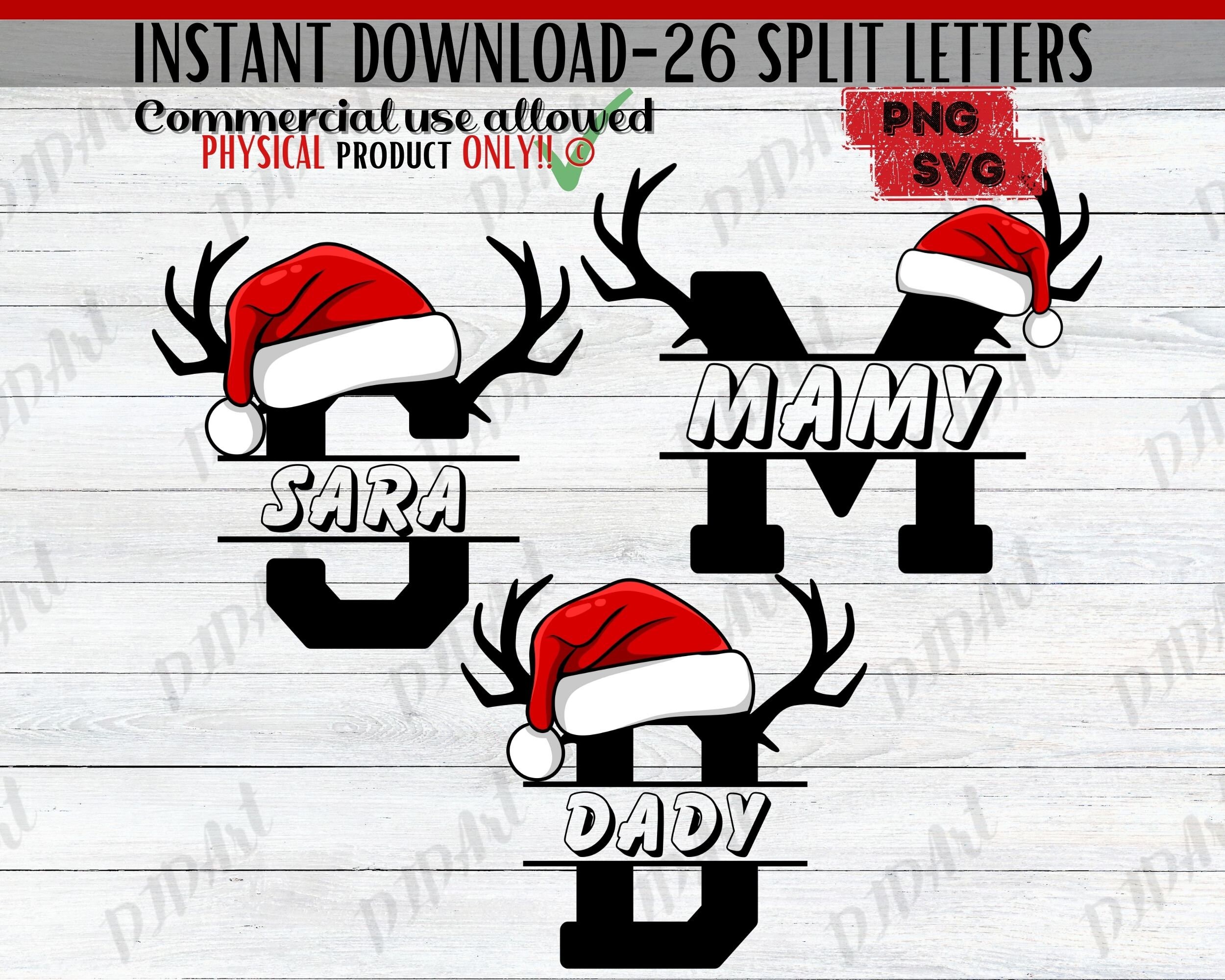 Christmas Split Monogram Alphabet SVG PNG, Split Monogram Frame ...