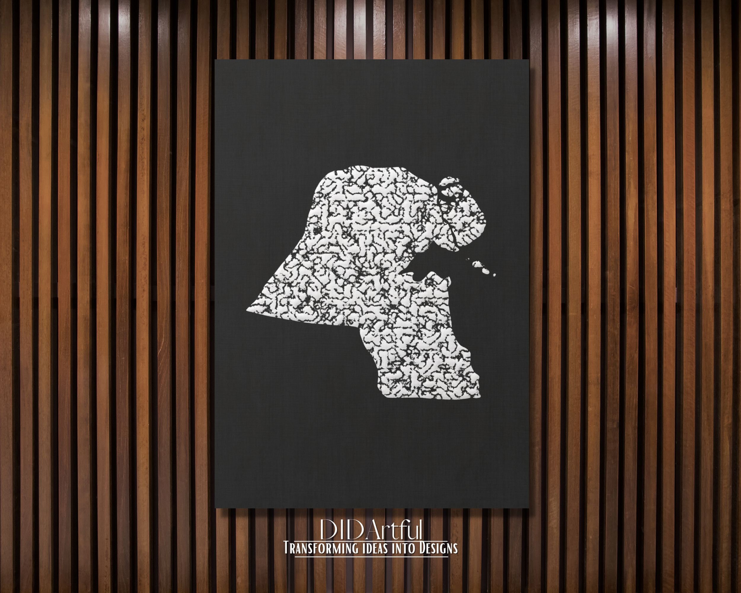 Kuwait Textured Map, Kuwait Country Map, Map Art Print Illustration ...