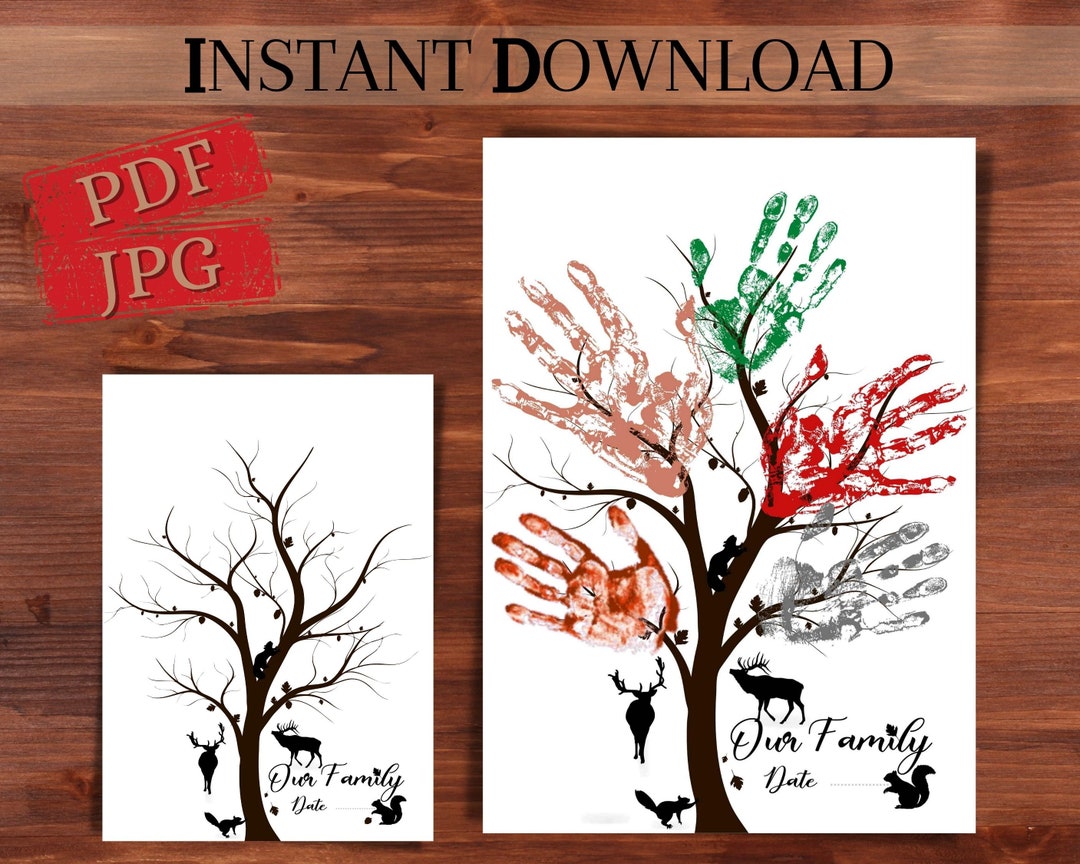 Family Tree Handprint Keepsake Art Craft DIY Handprint for - Etsy