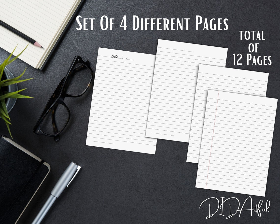 Printable Lined Paper Sheets, Instant Download, Writing Paper, Wide ...