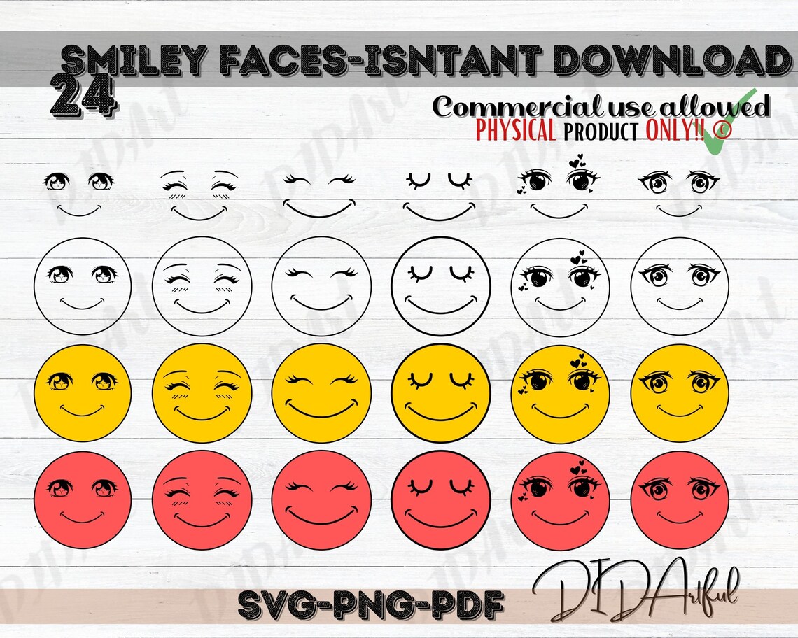 Smiley Face SVG Bundle, Spread Joy With These Fun Girly Smileys, Smiley ...