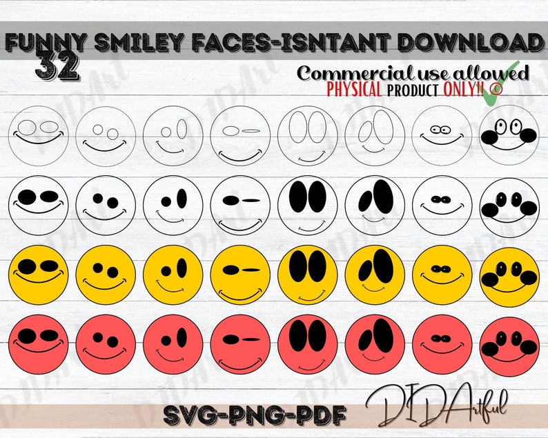 Smiley Face SVG Bundle, Spread Joy With These Funny Smileys, Smiley Svg, Trendy, Emoji Bundle ...