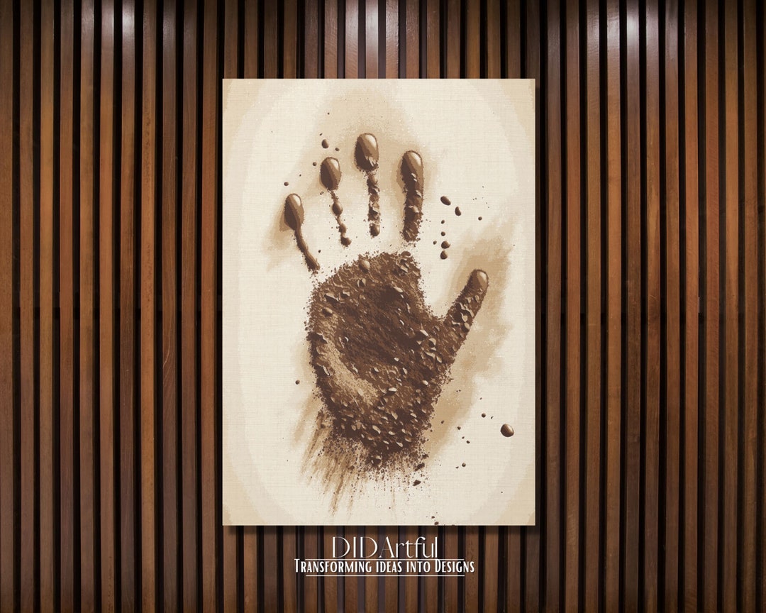 Coffee-stained Handprint Art JPG SVG, Coffee Wall Art, Brown Color ...