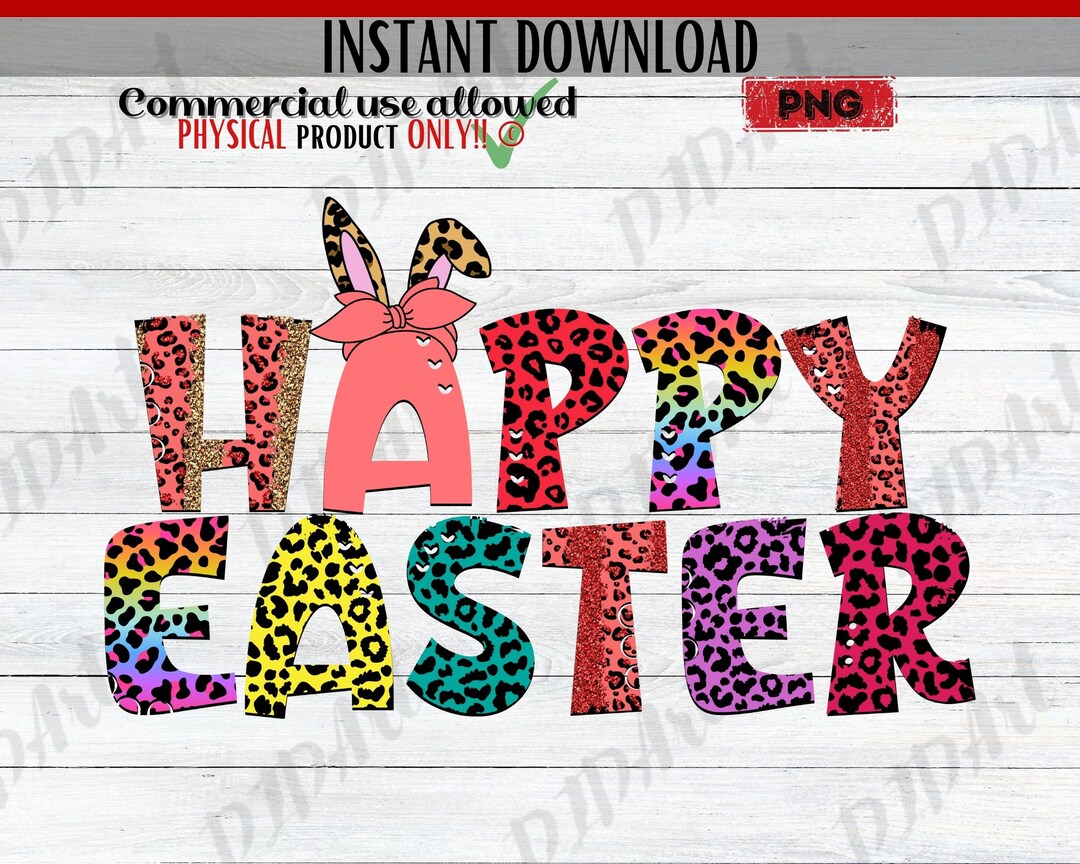 Happy Easter, Png, Colorful, Leopard, Print, Easter Bunny, Sublimation ...